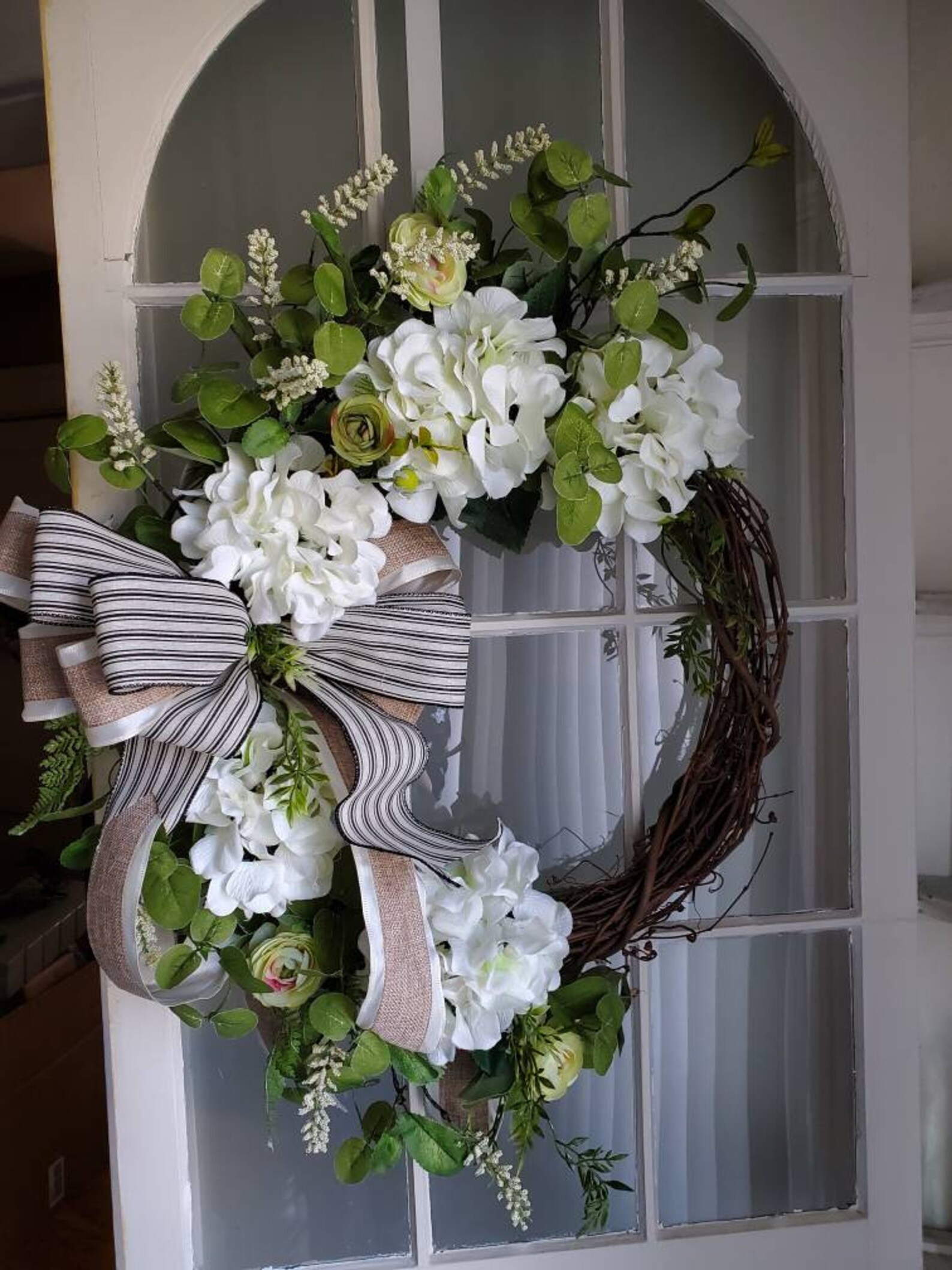 Farmhouse Front Door Wreathfarmhouse Door Wreath With White - Etsy