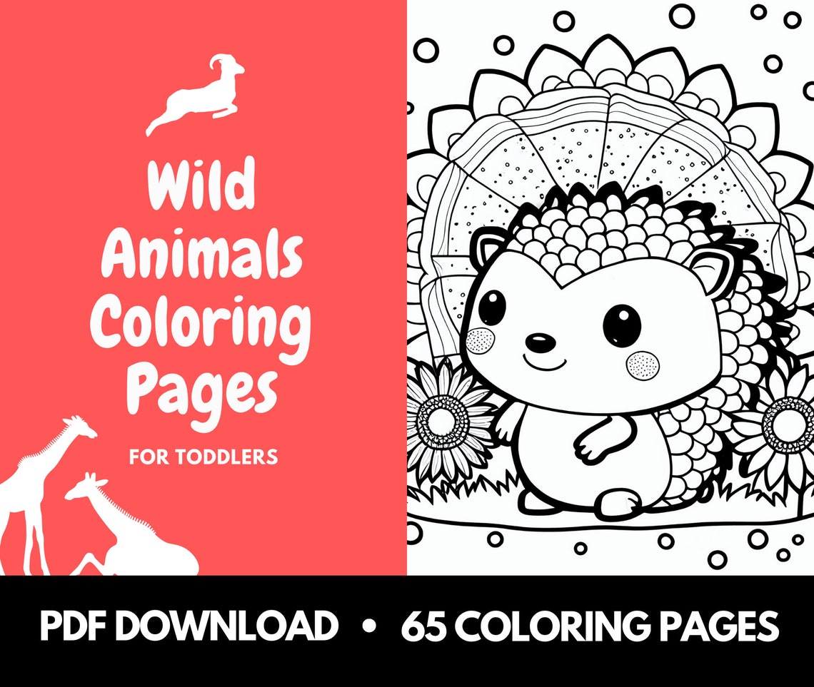 50 Animal Coloring Page: Wild Animals for Toddlers - Etsy