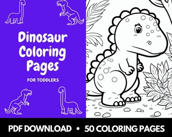 Dinosaur Coloring Pages for Kids 50 Pages Printable - Etsy