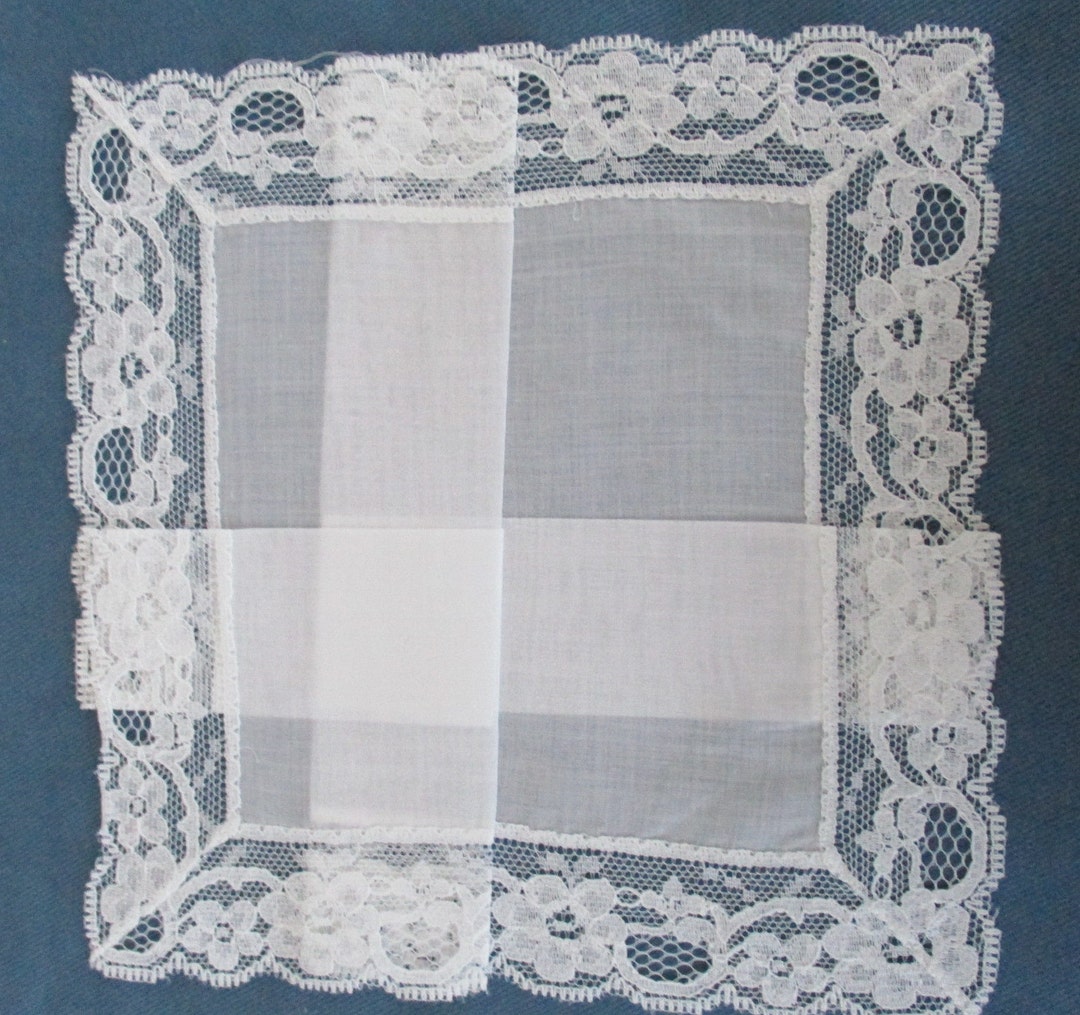 Vintage Lace Edge Cotton Handkerchief, Swiss Made - Etsy