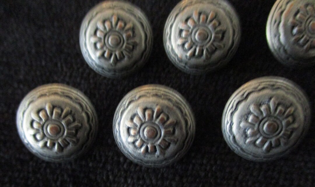 Embossed Metal Buttons, Pewter/copper Design, Set of 7 - Etsy