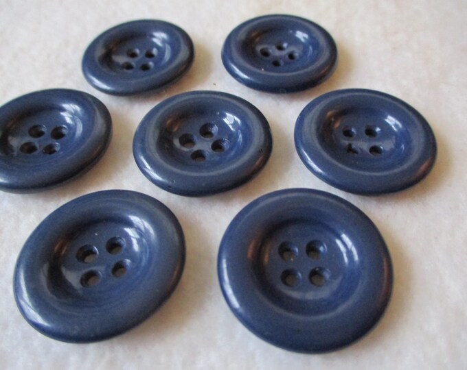 Large Marine Blue Buttons, Set of 7 - Etsy