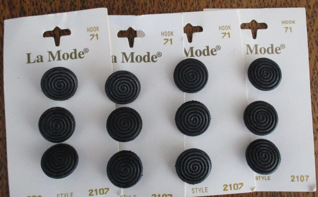 Matte Black La Mode Buttons, 12 on Original Cards, Made in Italy - Etsy