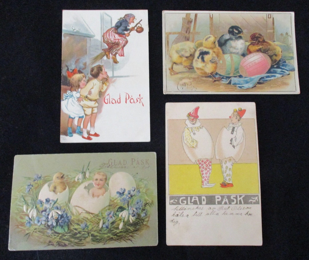 Antique Swedish Easter Greeting Postcards, Circa 1910-1912 - Etsy