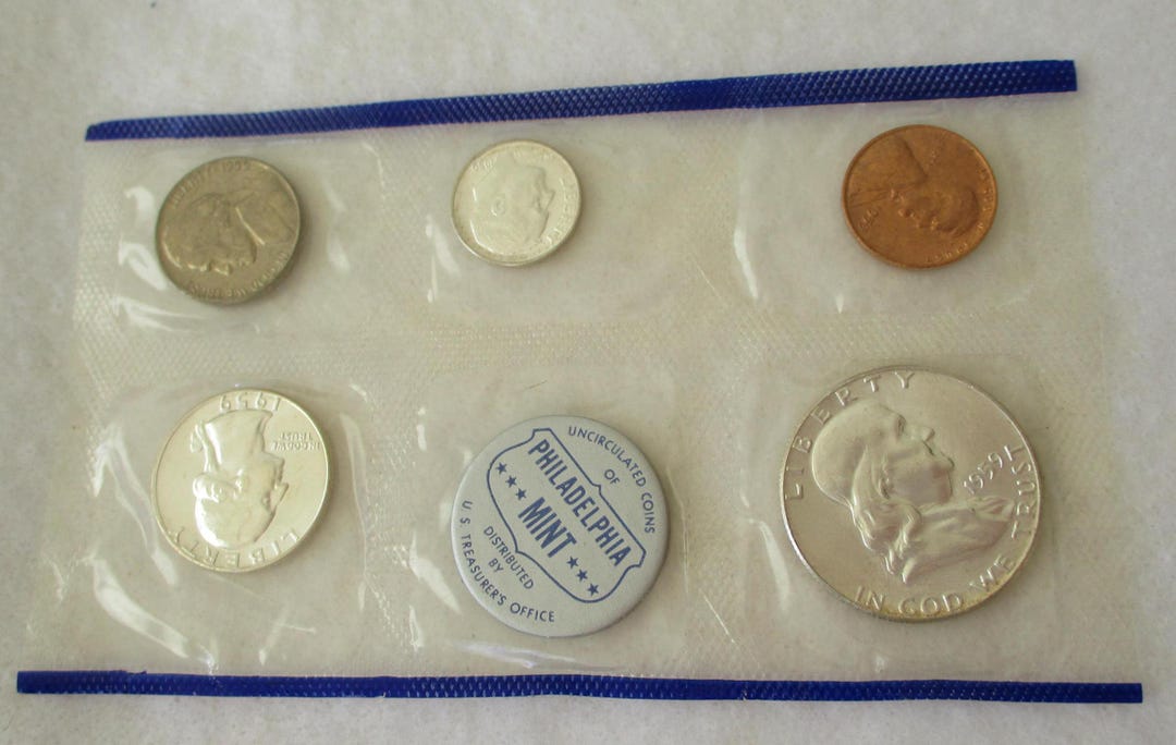 1959 P Mint Set, in Original Cello Packaging and Envelope, Uncirculated ...