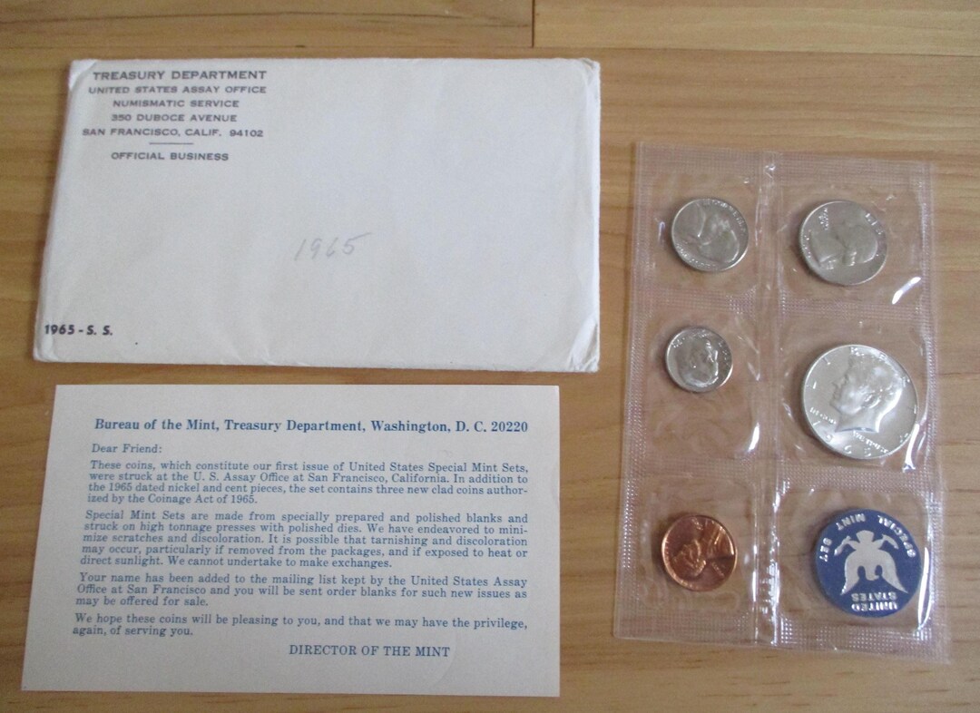 1965 US Special Mint Set, Uncirculated, With Envelope and Message - Etsy