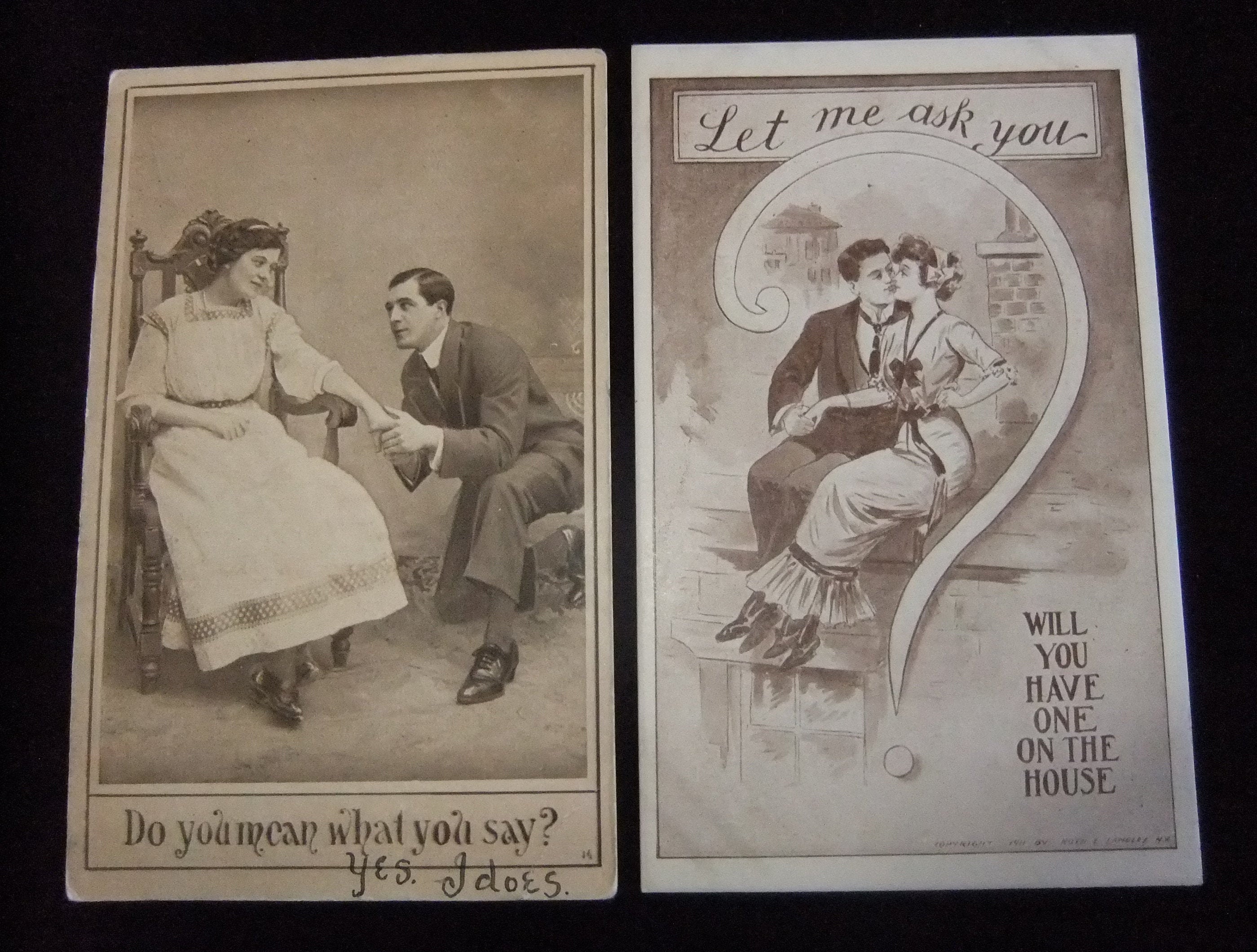 Antique Divided Back Postcards With Sweethearts, 1908-1911 - Etsy