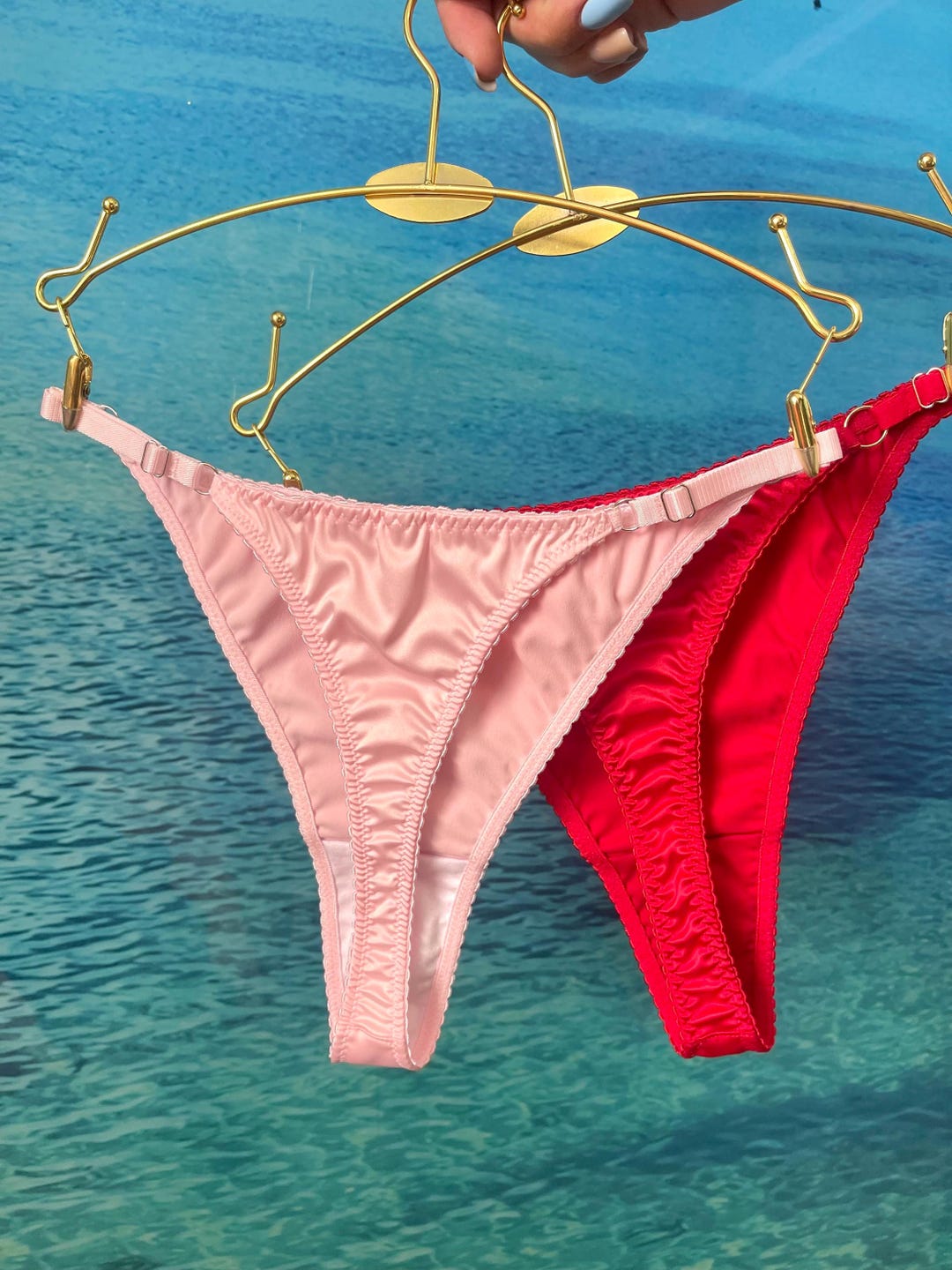 Baby Pink Satin G String Bikini, Red Thong, Christmas Gift - Etsy UK