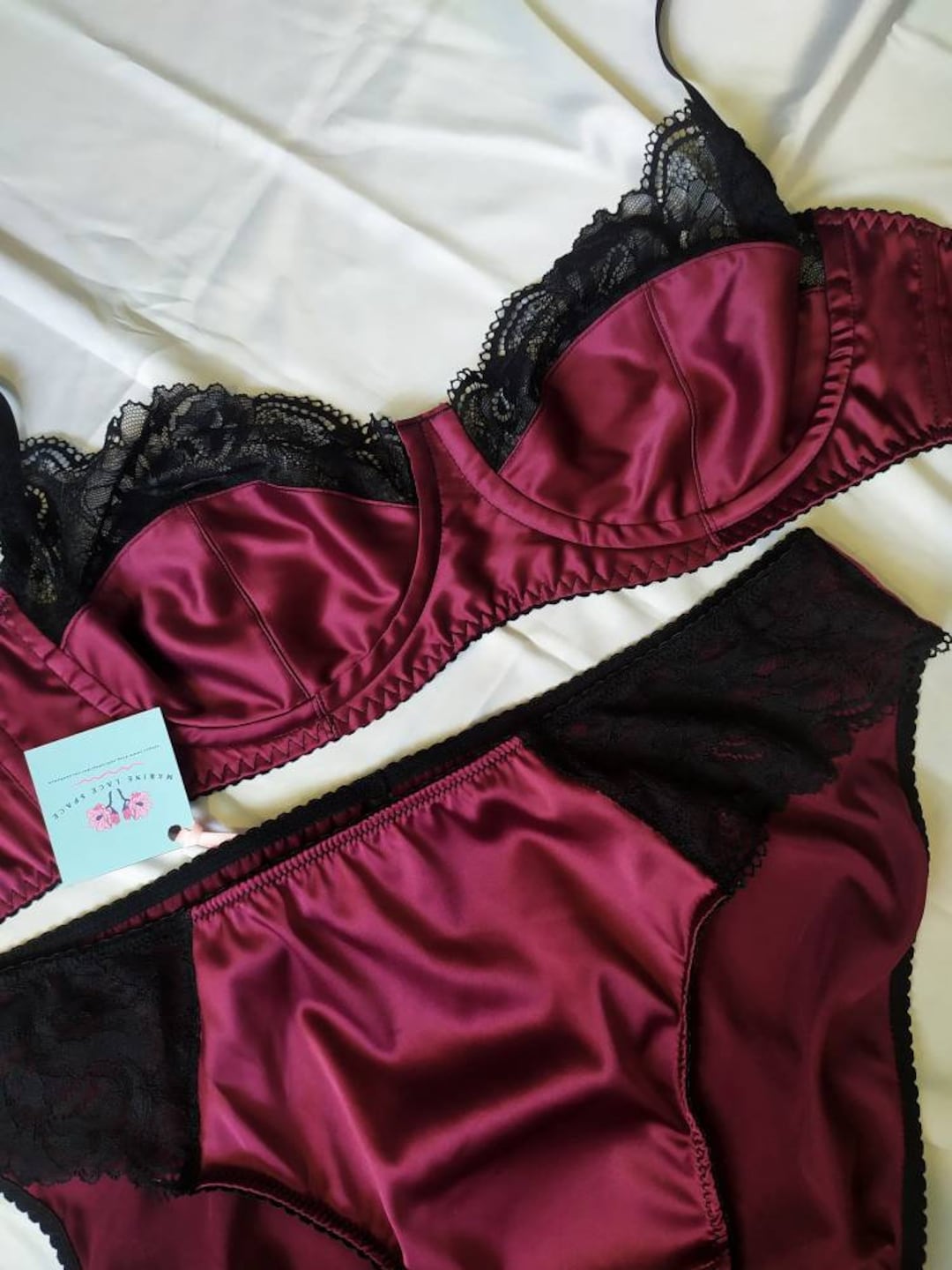 Pink And Black Satin Lingerie