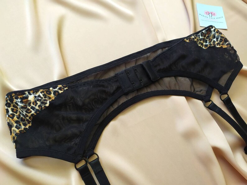 Ready for Ship, Sexy Leopard Garter Belt, Erotic Suspender Belt, Size L ...