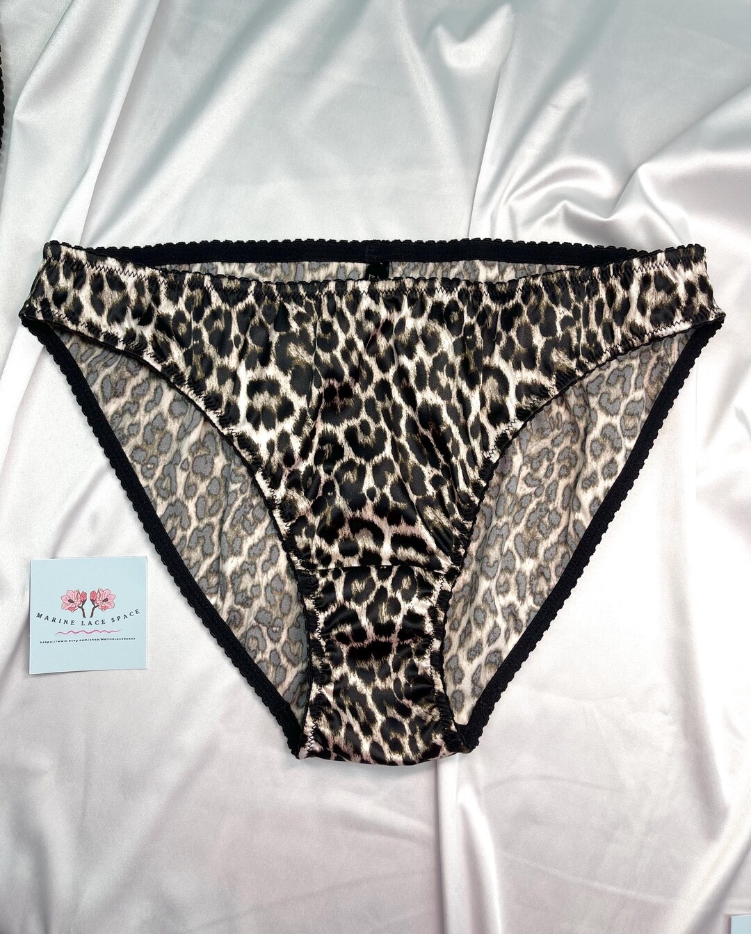 Leopard Satin Panty, Sexy Lingerie Bikini in Animal Print, Erotic ...
