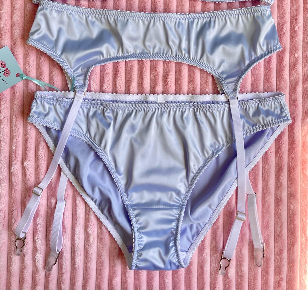 Baby Blue Satin Garter Belt - Sexy Silk Suspender - Christmas Gift for ...