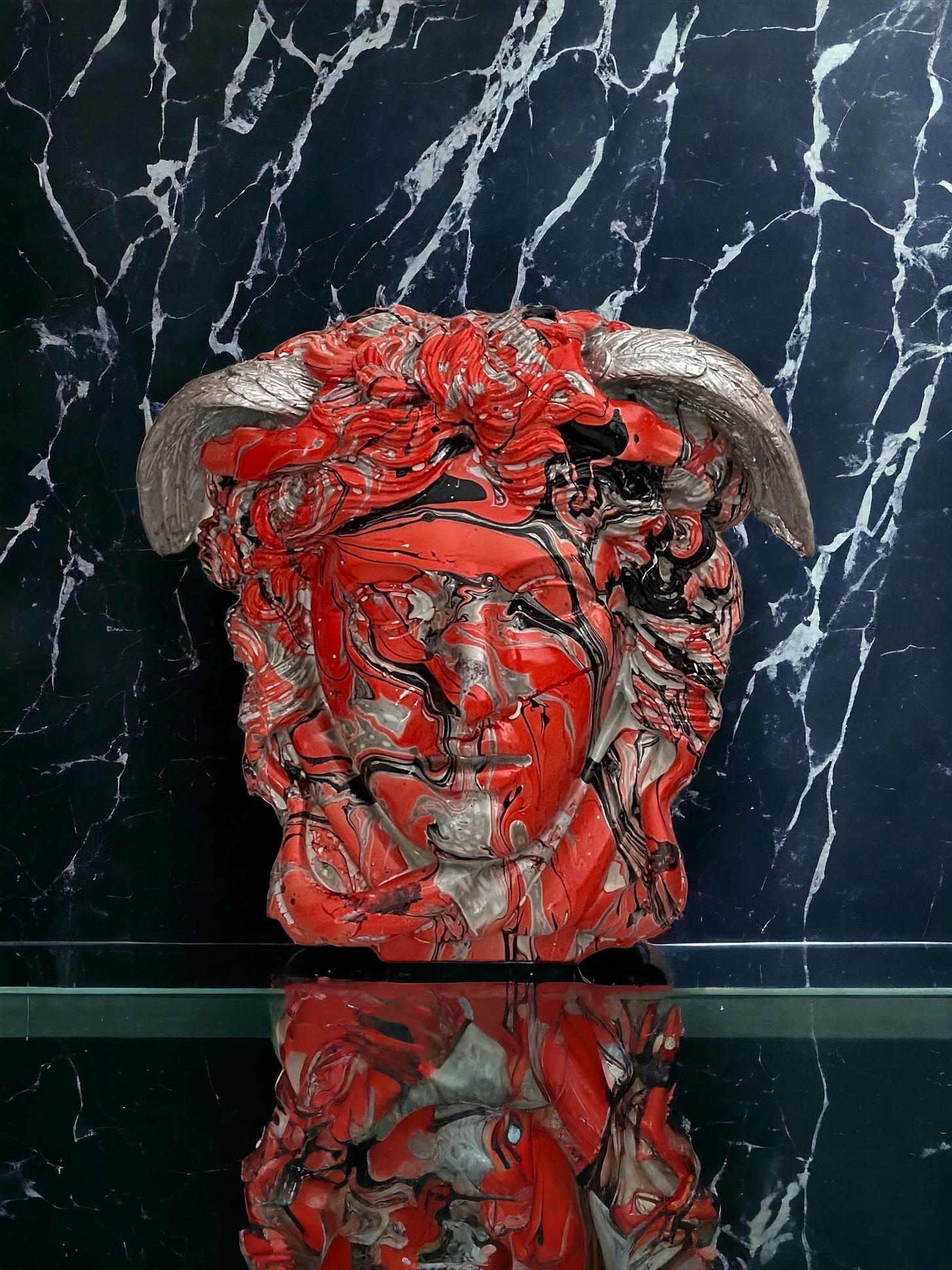 Red Marble Medusa Gorgon Head Wall Sculpture Home Decor, Wall Decor ...