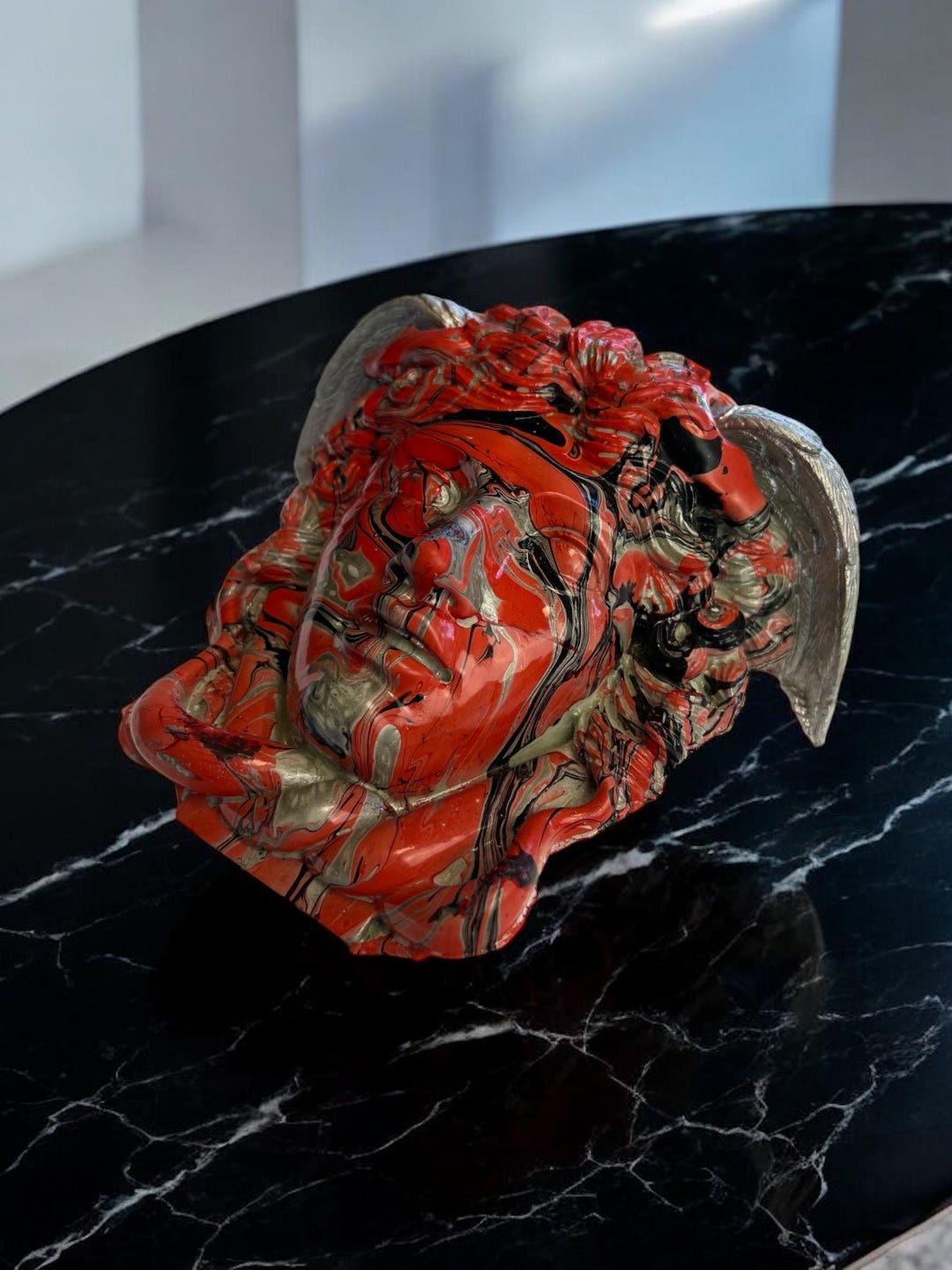 Red Marble Medusa Gorgon Head Wall Sculpture Home Decor, Wall Decor ...
