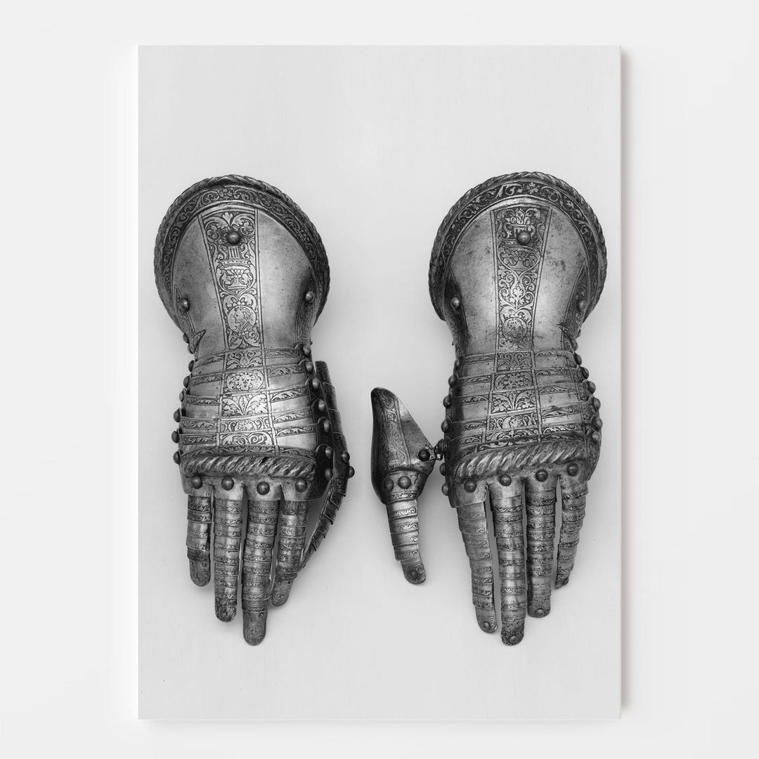 Medieval Knight Wall Decor, Gothic Knight Gauntlets, Medieval Armored ...