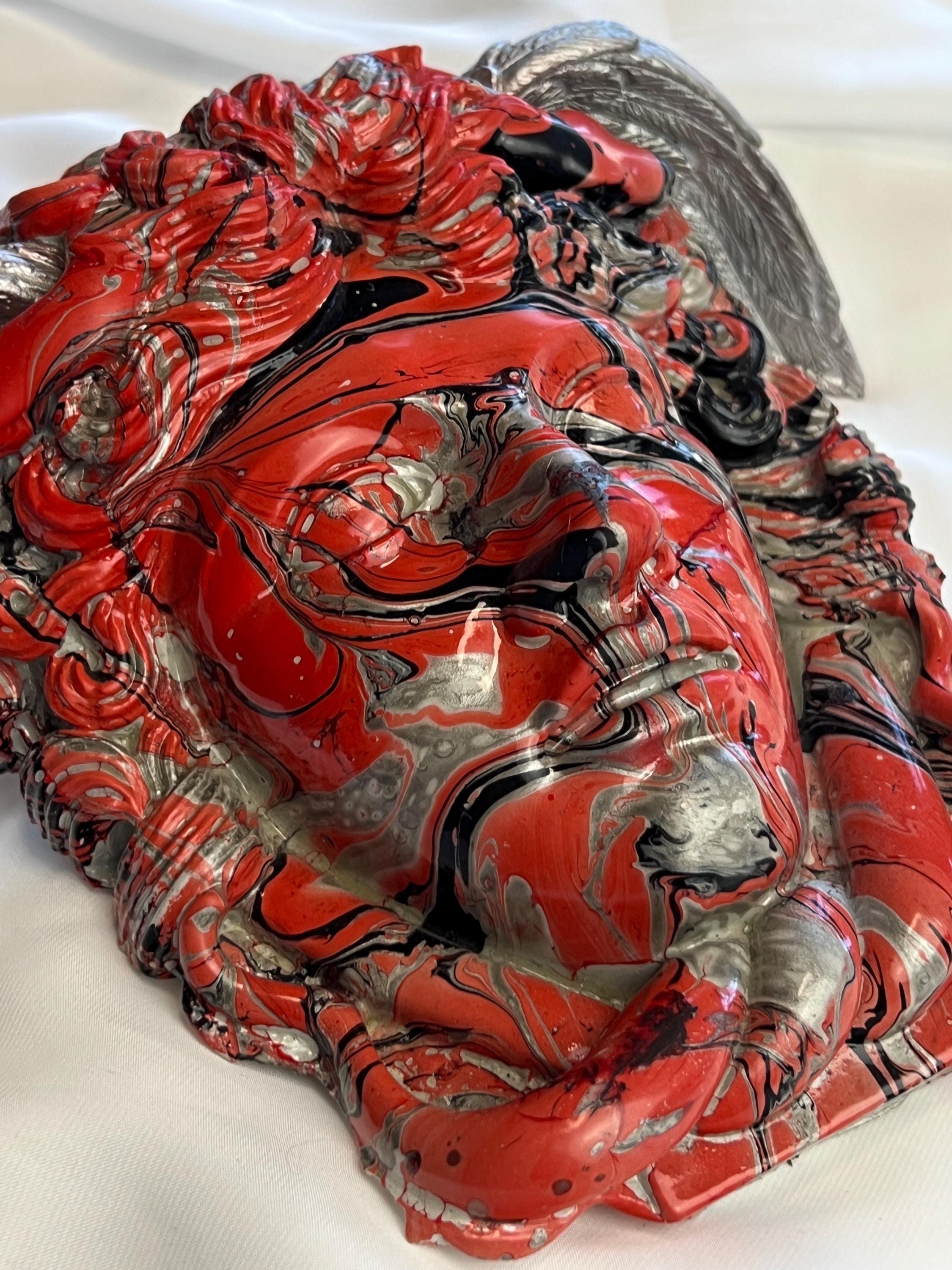 Red Marble Medusa Gorgon Head Wall Sculpture Home Decor, Wall Decor ...