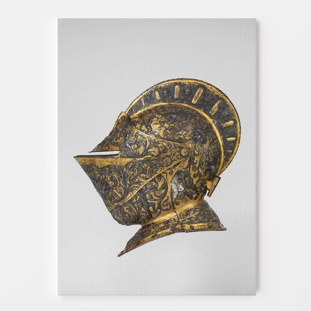 Medieval Knight Helmet Museum Art Print, Dark Academia Prints ...