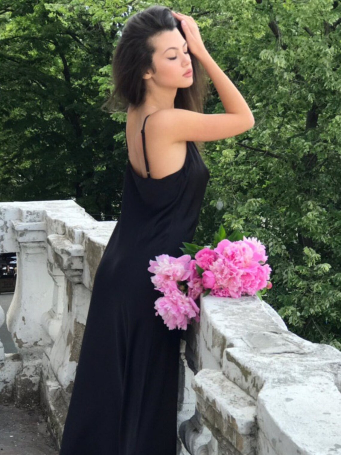 Cowl Neck Silk Slip Dress Midi Bias Black Slip Dress Stretch | Etsy
