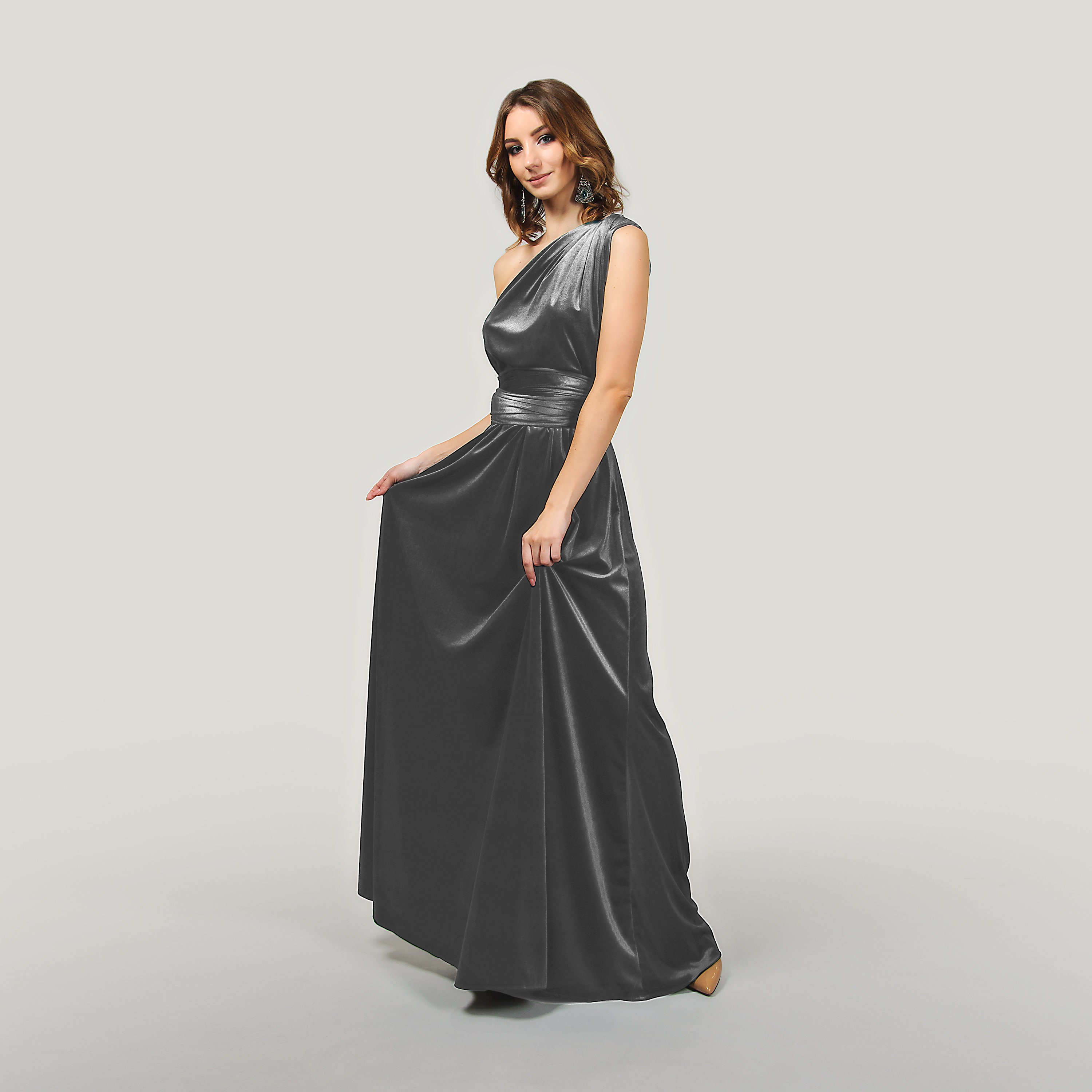 Velvet Maxi Dress, Prom Dress Long Silver Grey, Formal Evening Dress ...