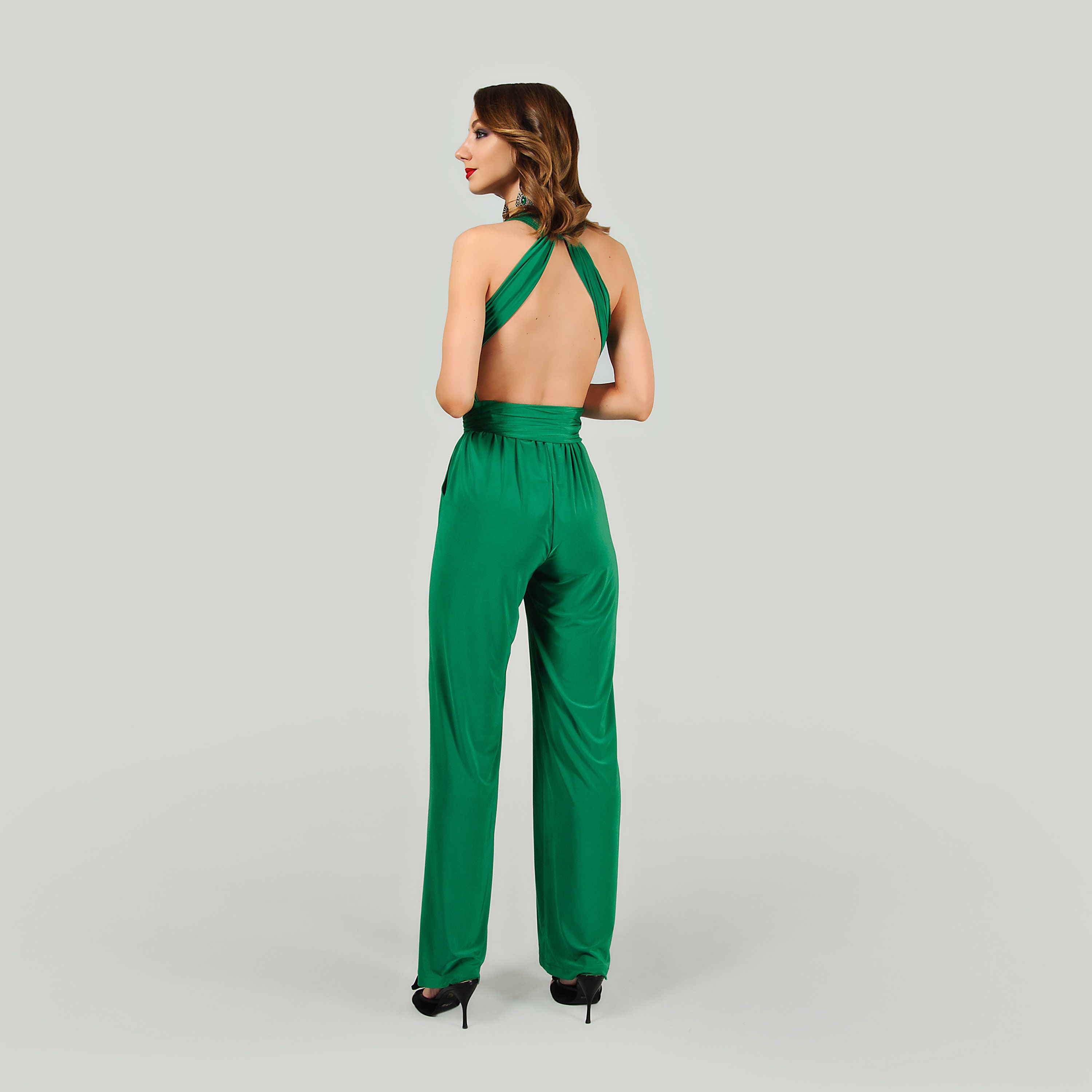 Wedding Infinity Jumpsuit, Wrap Bridesmaid Convertible Wide Leg Romper ...