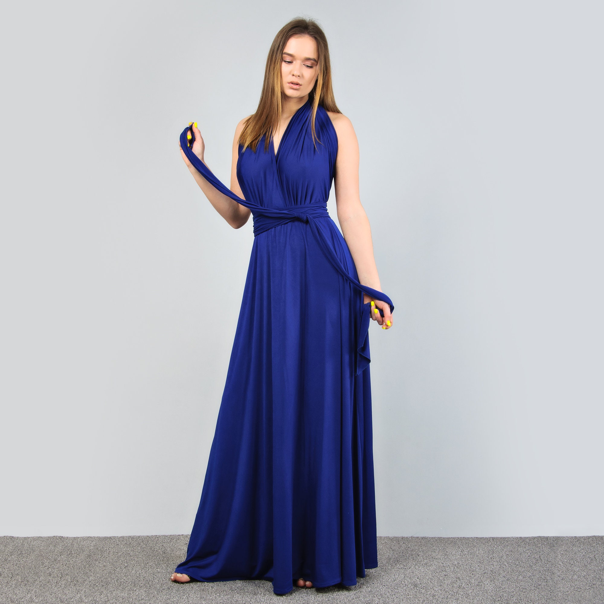 Bridesmaid Infinity Dress, Royal Blue Wedding Guest Dress, Cobalt Blue ...