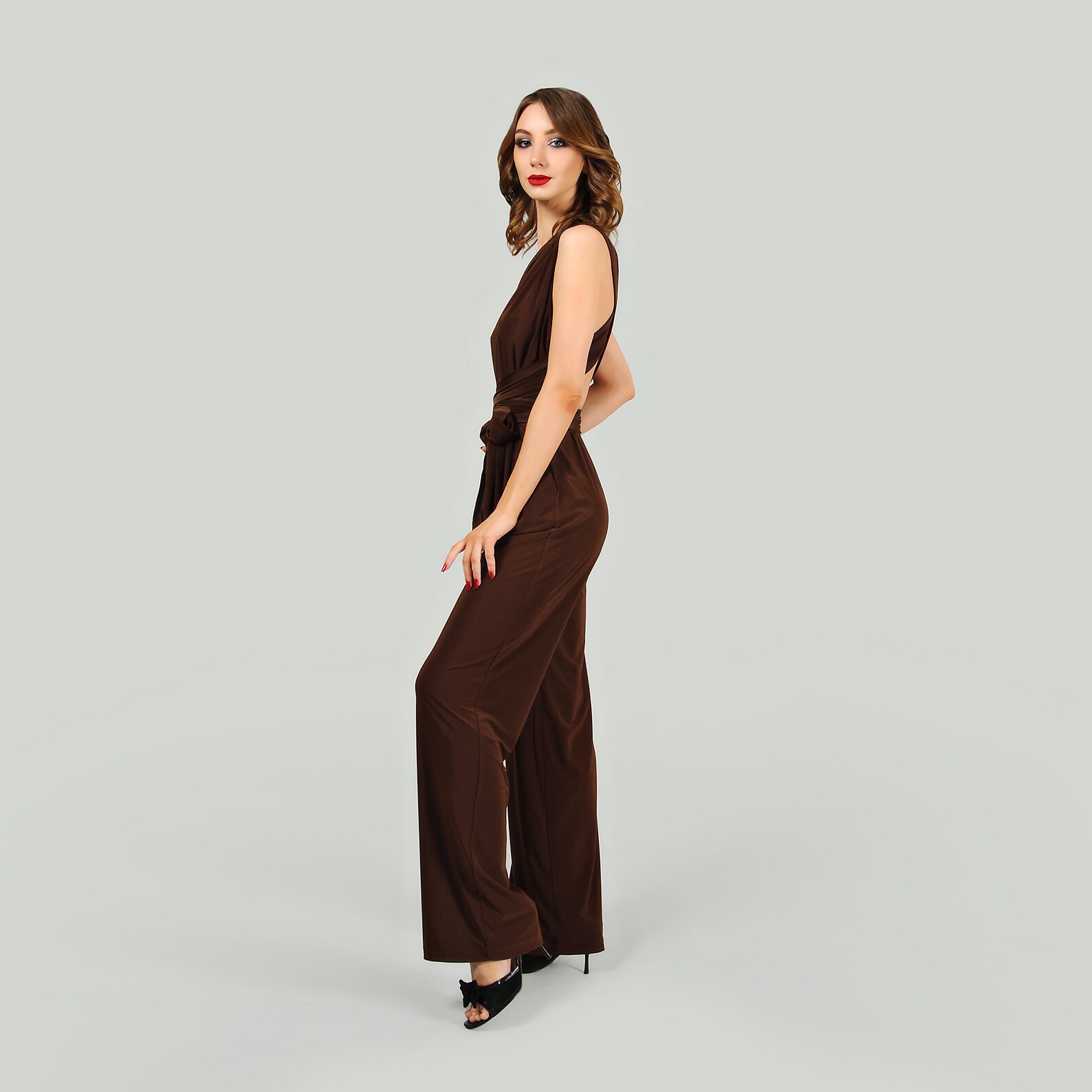 Wedding Infinity Brown Jumpsuit Convertible Evening for Women - Etsy