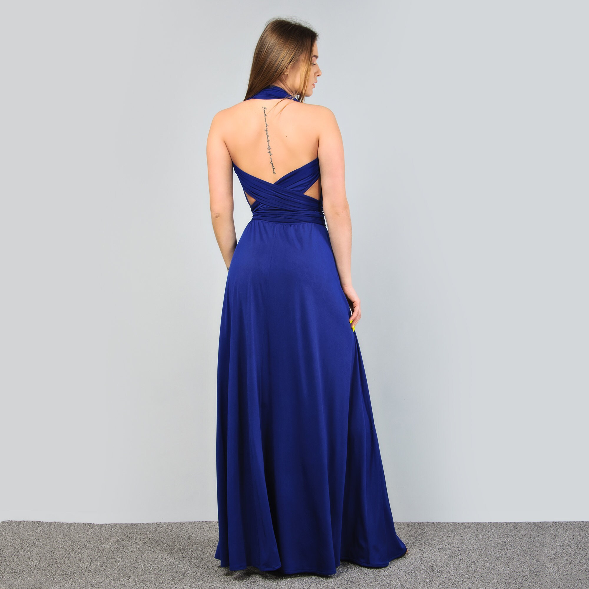 Bridesmaid Infinity Dress, Royal Blue Wedding Guest Dress, Cobalt Blue ...