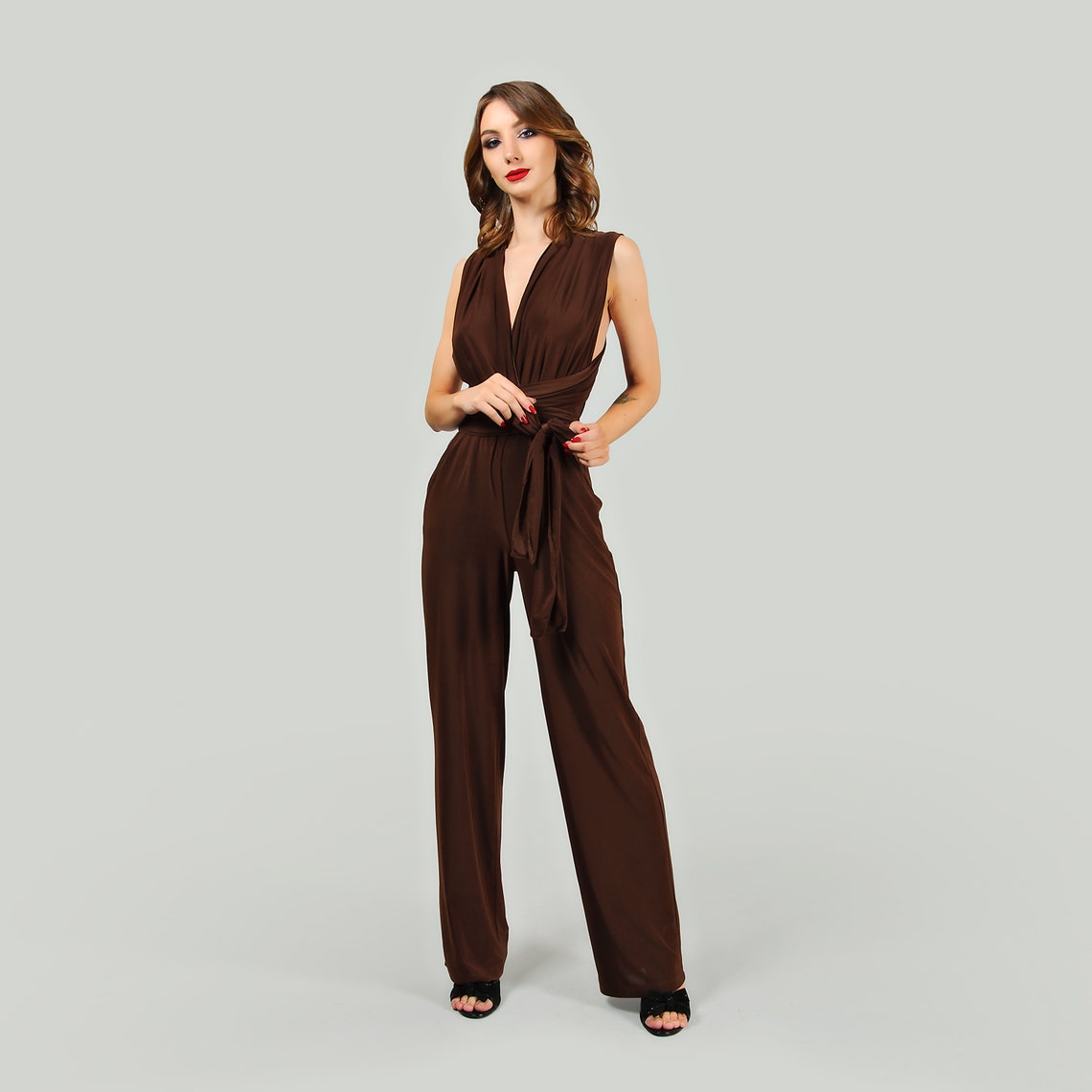 Wedding Infinity Brown Jumpsuit Convertible Evening for Women - Etsy
