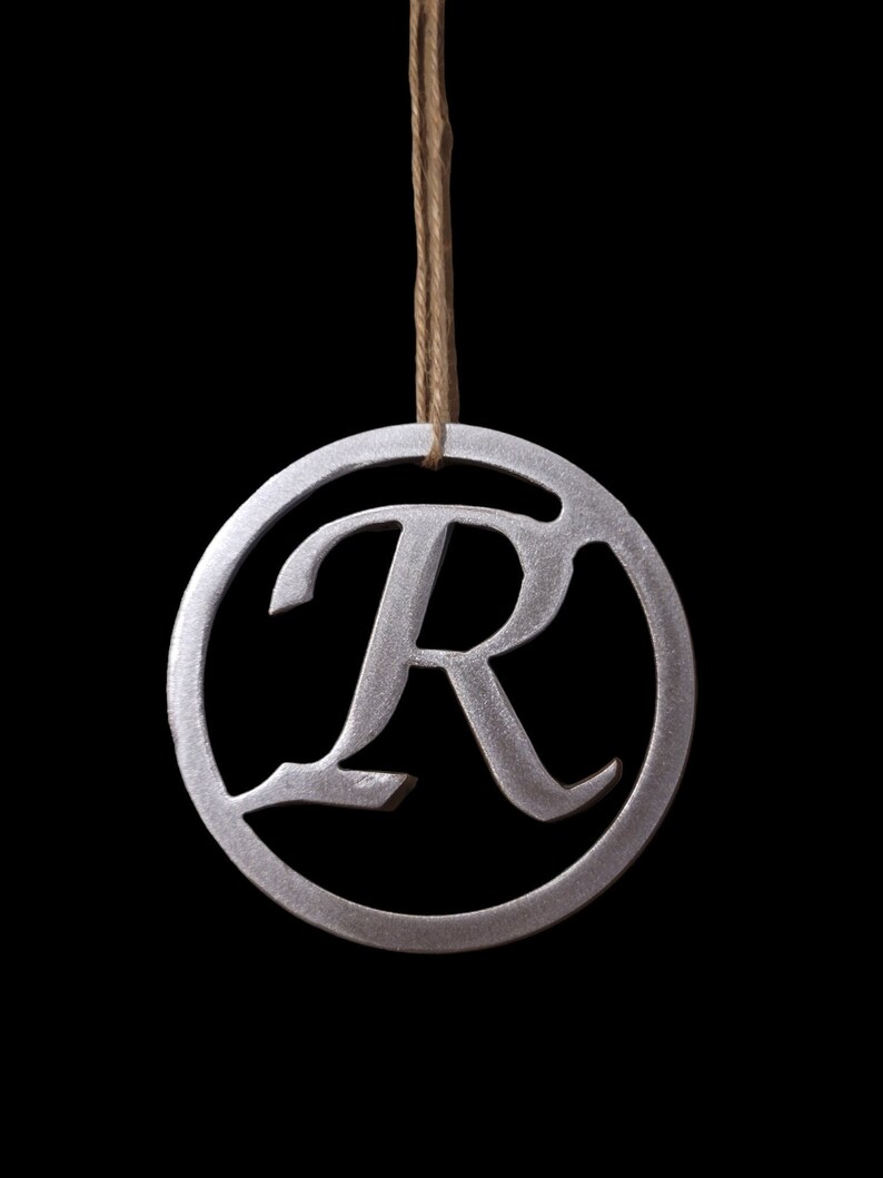 Metal Monogram Initial Steel Ornament: 4" Personalized Metal Tree Decor ...