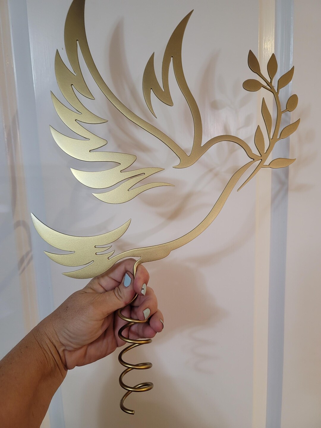 Peace Dove Tree Topper Gold Olive Branch Gift Idea Sale Metal Wall ...
