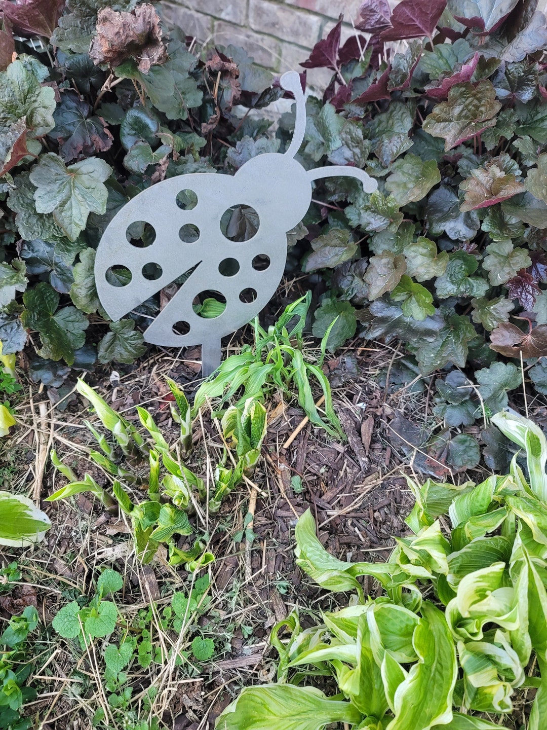Extra Large, 11.5 Metal Ladybug Garden Stake Decorative Plant Buddy ...