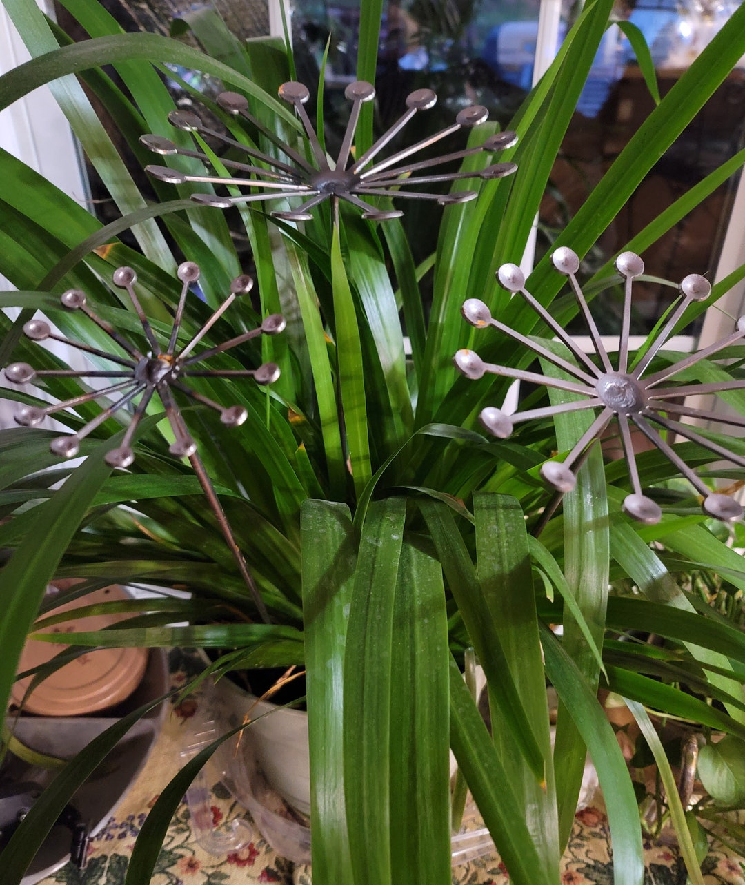 3 Metal Flower Dandelions Yard Art Set of 3 Raw Steel Flower Yard Art ...