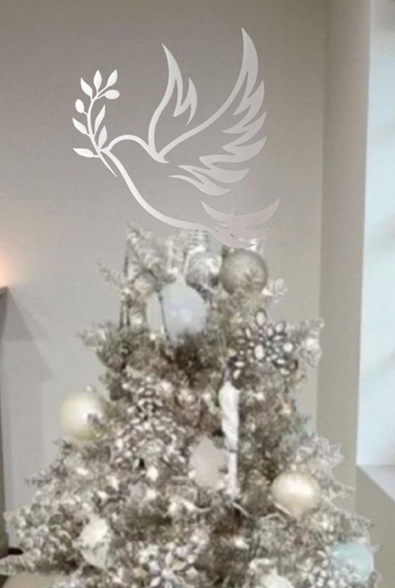 Metal Peace Dove Christmas Tree Topper: Silver Olive Branch Decor - Etsy