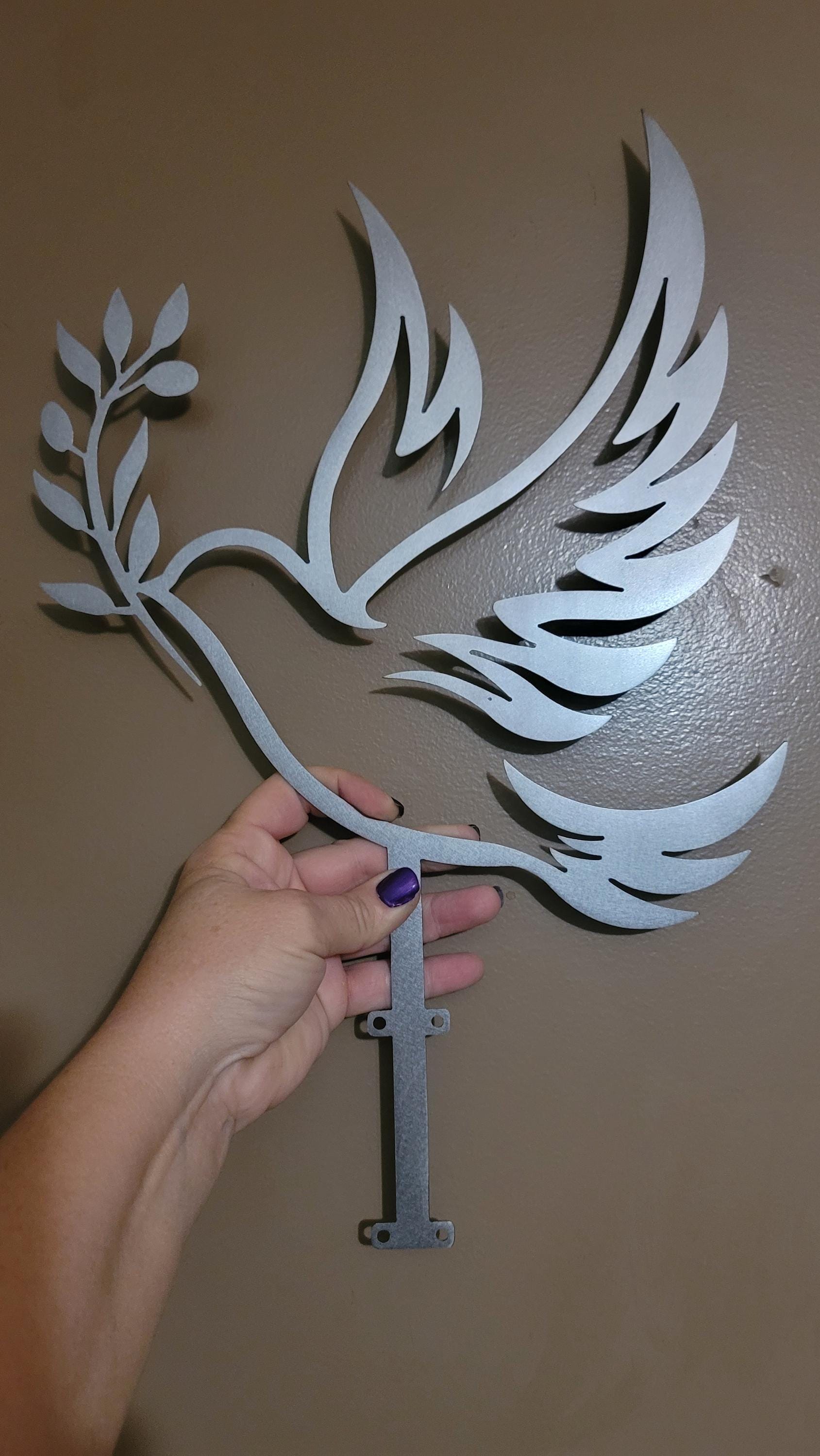 Metal Peace Dove Christmas Tree Topper: Silver Olive Branch Decor - Etsy