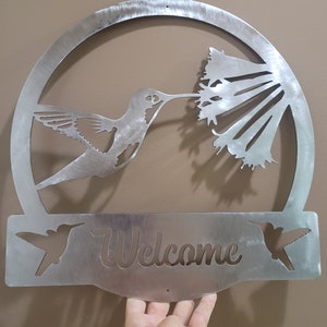 Hummingbird Wall Art Welcome Sign Customized Metal Art Bird Theme Sign ...