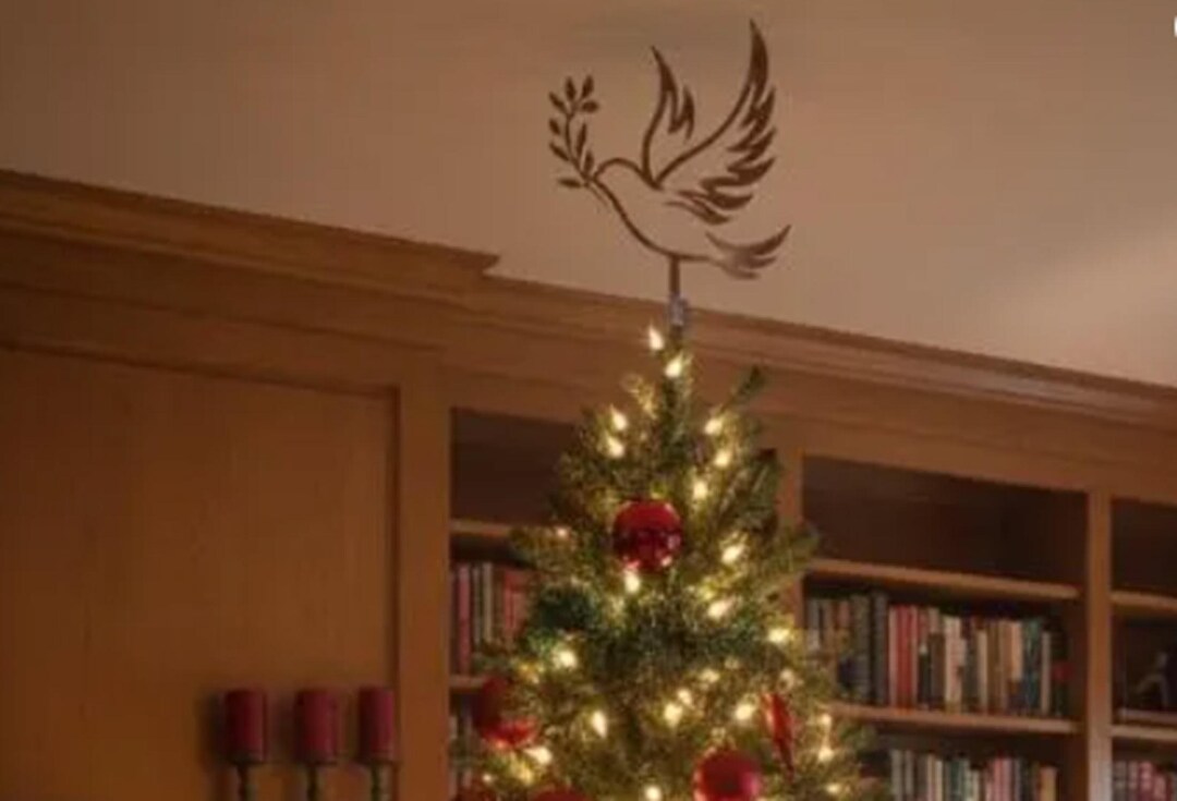Peace Dove Christmas Tree Topper| Rustic | Metal Olive Branch ...