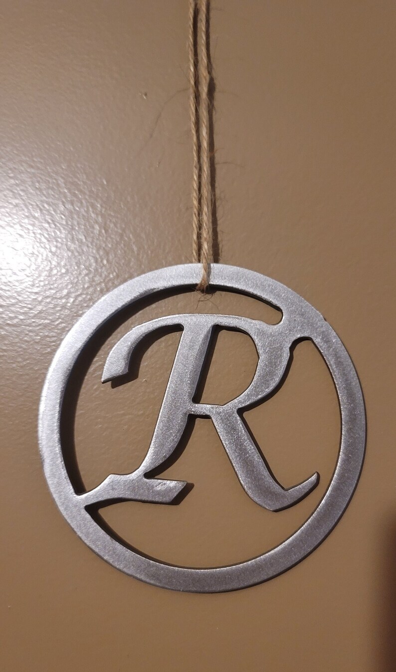 Metal Monogram Initial Steel Ornament: 4" Personalized Metal Tree Decor ...