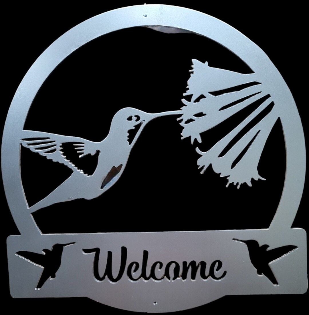 Hummingbird Customized Welcome Metal Art Bird Theme Sign Garden Patio ...