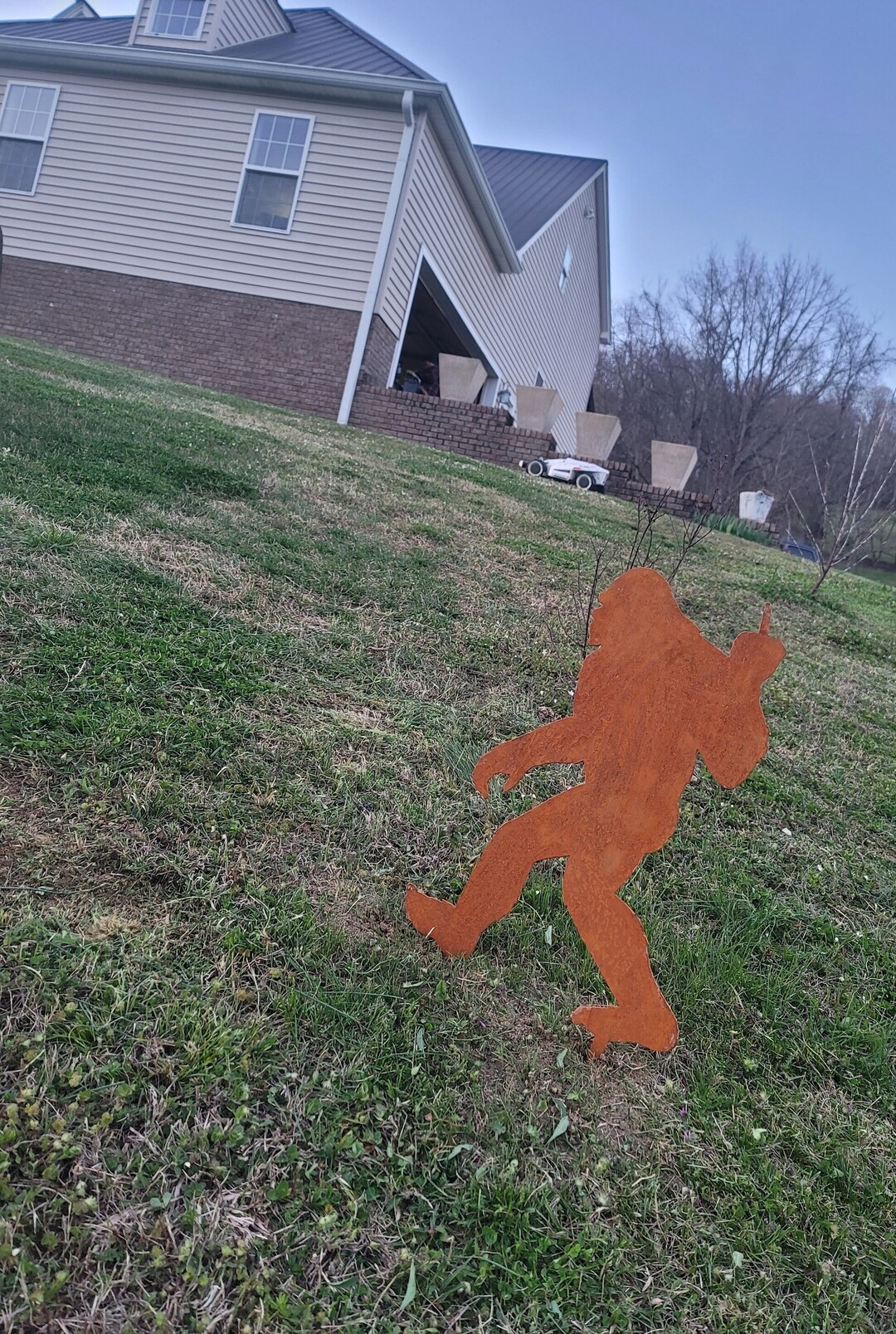 Rustic Bigfoot Yeti Sasquatch Metal Yard Art- Patina - Humorous Lawn ...