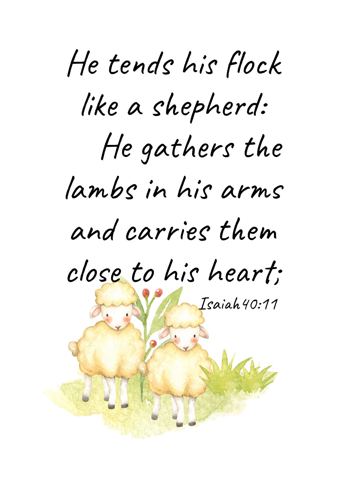 Bible Verse Sheep, Digital Wall Art, Sheep in Pasture, Inspirational ...
