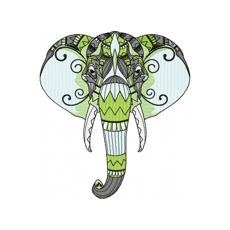 Machine Embroidery Design - Detailed Elephant Face B - Etsy