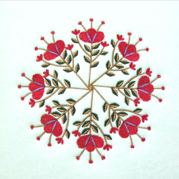 Machine Embroidery Design Circle of Flowers Design 03 | Etsy