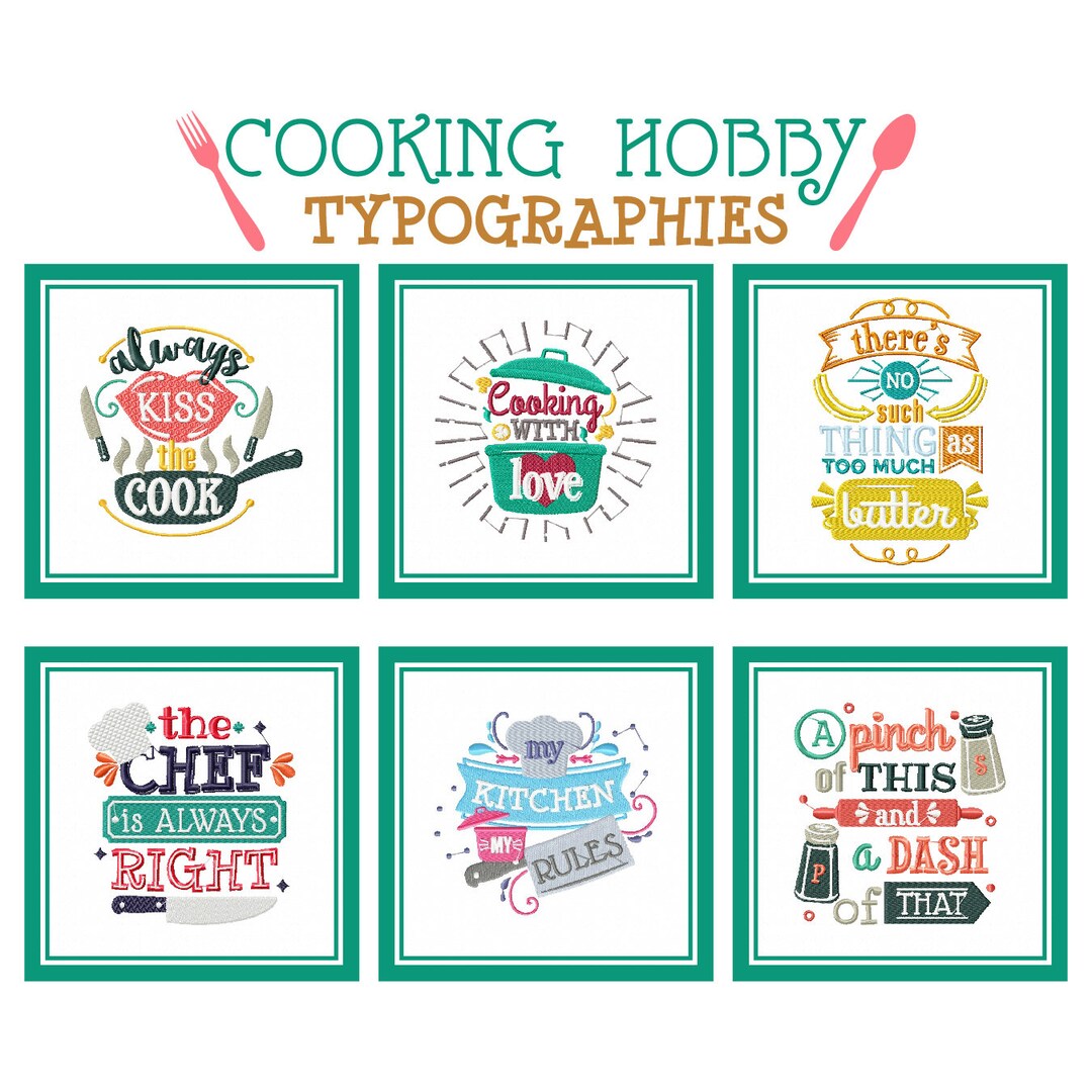 Machine Embroidery Designs - Cooking Hobby Collection of 6 - Etsy