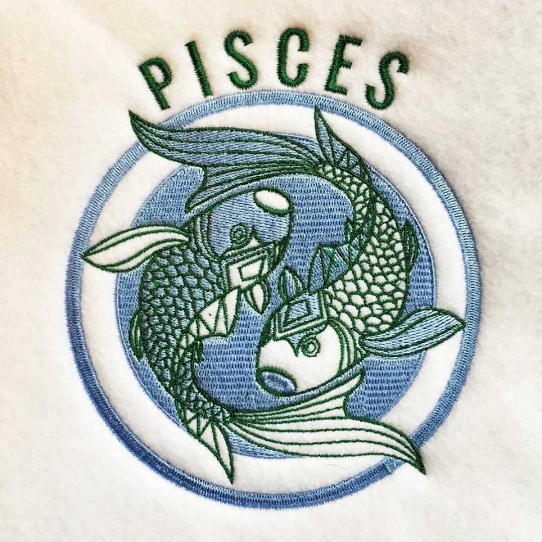 Machine Embroidery Design - Pisces Horoscope - Zodiac Collection #02 - Etsy