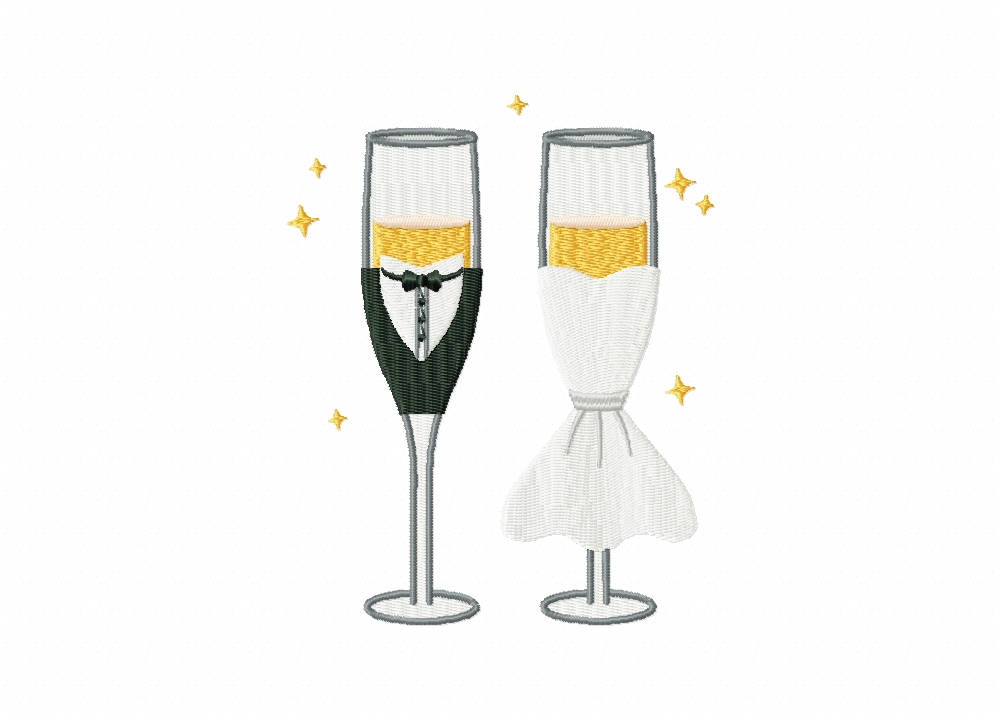 Champagne Toast Collection of 8 Machine Embroidery Designs | Etsy