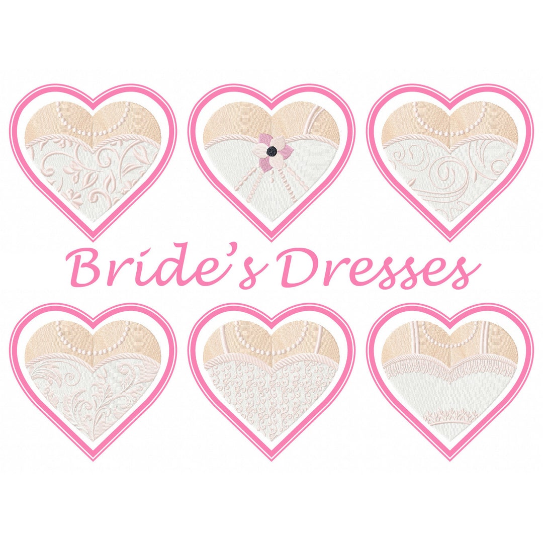 Machine Embroidery Designs - Bride & Groom Hearts - Bride Dress ...