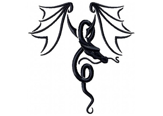 Machine Embroidery Design Winged Dragon Tribal Dragon 5 - Etsy