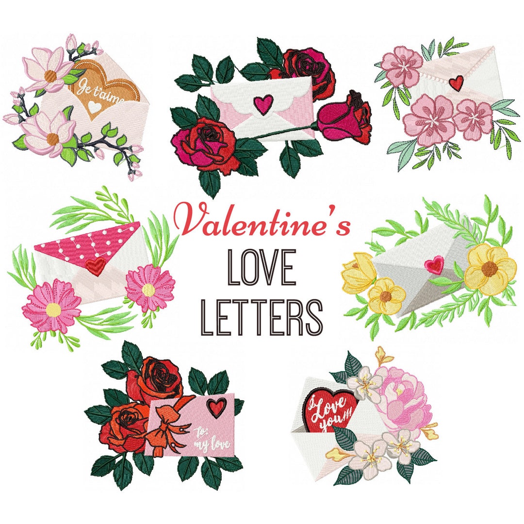 Valentine Love Letter Collection of 7 Machine Embroidery Designs - Etsy