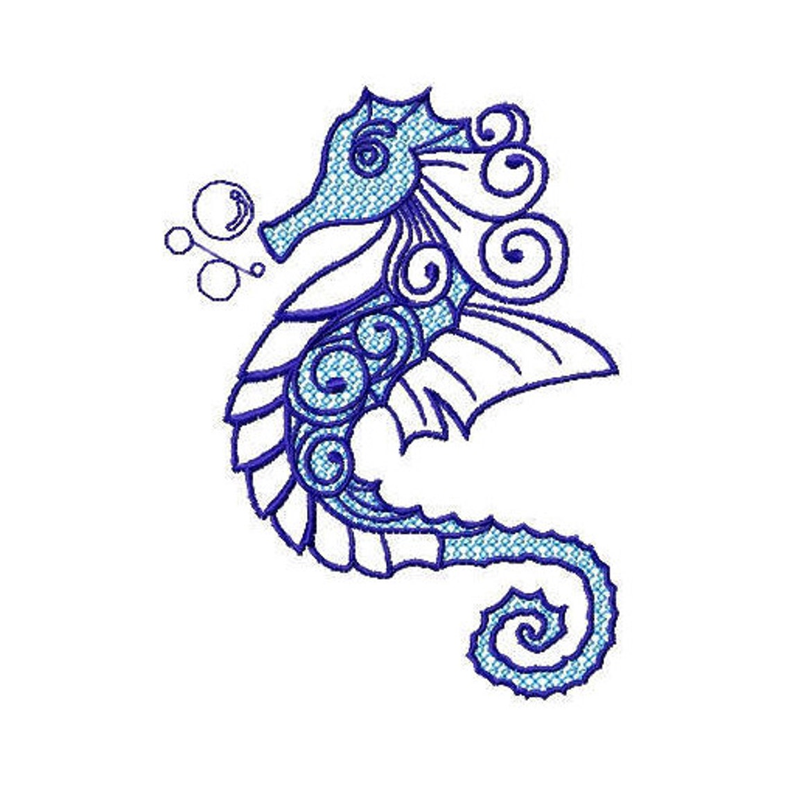 Machine Embroidery Design Ornamental Seahorse | Etsy