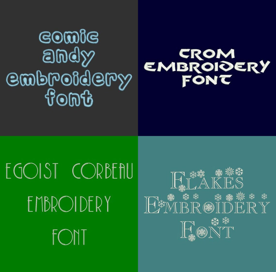 Machine Embroidery Fonts - 20 VP3 Font Bundle - Volume 5 - 20 Husqvarna ...